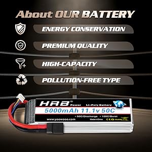 Amazon.com: HRB 3S 5000mAh Lipo Battery 11.1V 50C RC Lipo Battery with TR Plug Compatible with ...