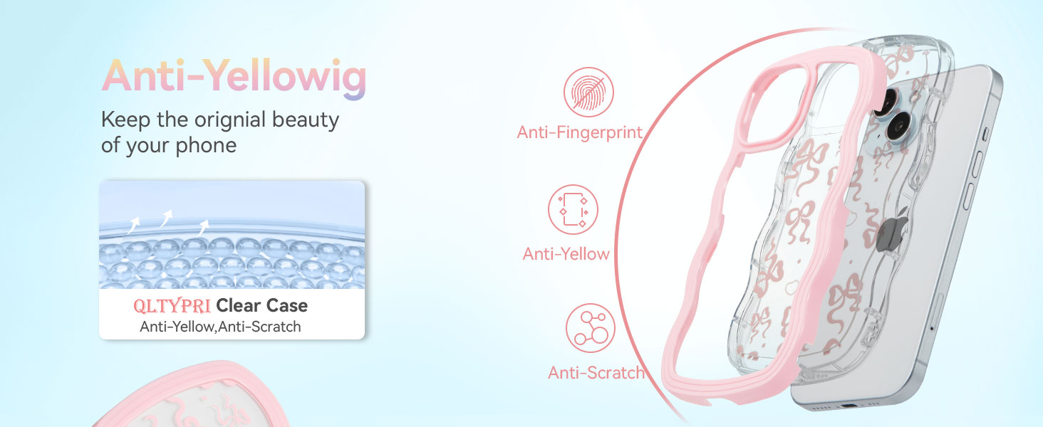 Amazon.com: QLTYPRI for iPhone 13/iPhone 14 Case, Curly Wave Frame Clear Phone Case with ...