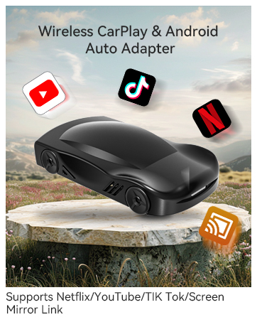 4-in-1 Carplay Ai Box,Wireless CarPlay & Android Auto Adapter,Supports Netflix/YouTube/TIK Tok ...