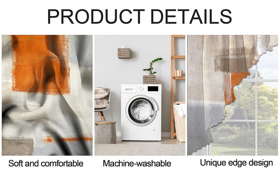 Amazon.com: ULQUISNCE Orange Swag Valances Set, Brown Grey Swag Curtains Abstract Kitchen ...