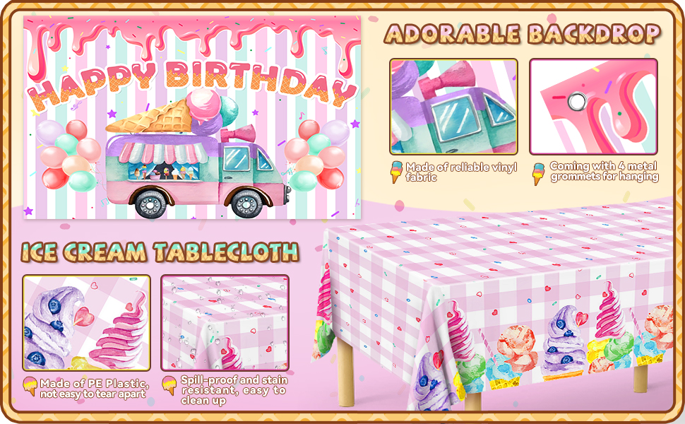 Amazon.com: Ice Cream Party Decorations, 114Pcs Ice Cream Party ...