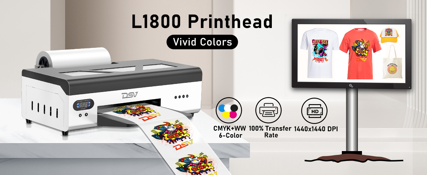 Amazon.com: DSV DTF Printer A3 L1800 Transfer Printer with Roll Feeder Direct to Film Print for ...