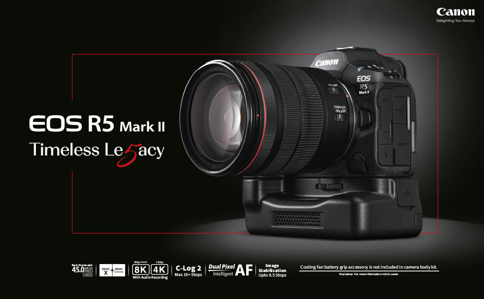 Buy Canon EOS R5 Mark II 45MP Full-Frame Mirrorless Camera Body Only (8K RAW & 4K 120p Video ...