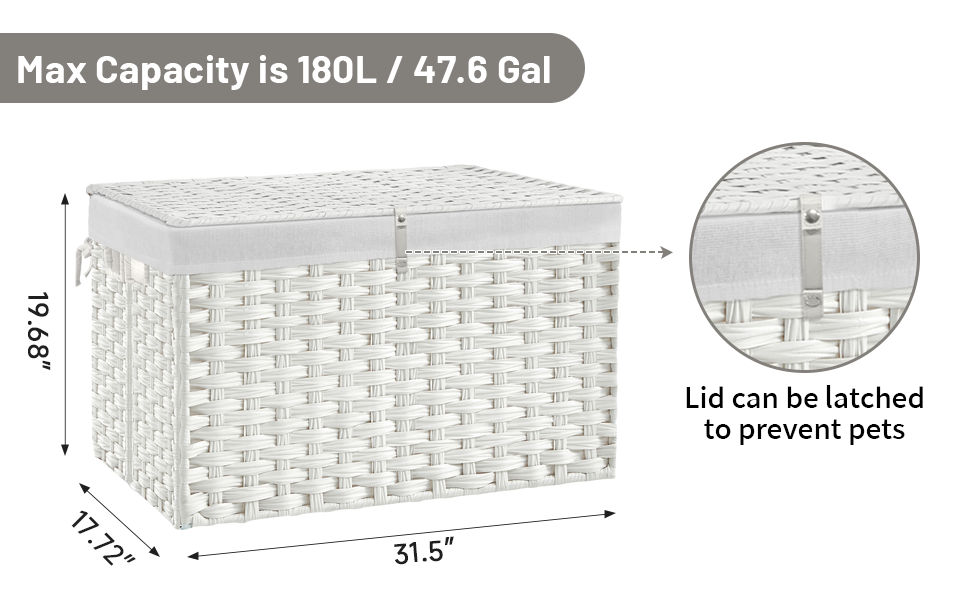 Amazon.com: 180L Wicker Storage Basket with Lid, Handwoven Rattan Large ...