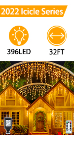 Ollny Icicle Christmas Lights Outdoor 396LED 32FT - Timer 8Modes ...
