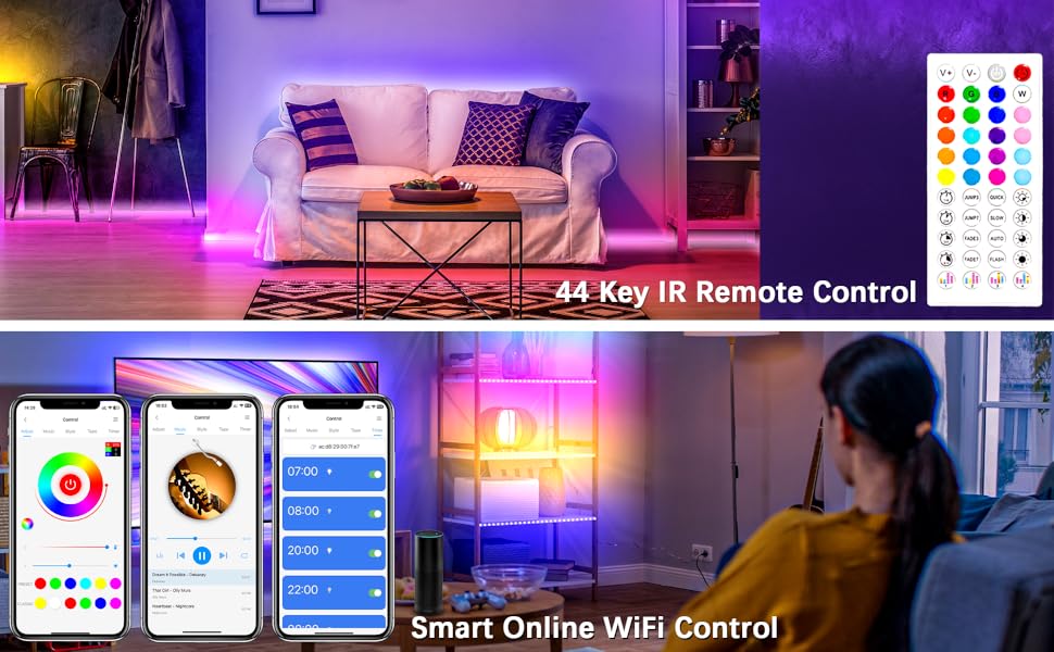 Cozylady WiFi LED Strip Lights 15m(2rolls of 7.5m), Smart RGB Light ...