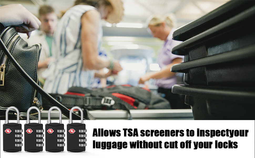 Diyife TSA Luggage Locks, [Updated Version][4 Packs] 4-Digit Security Padlock, Combination ...