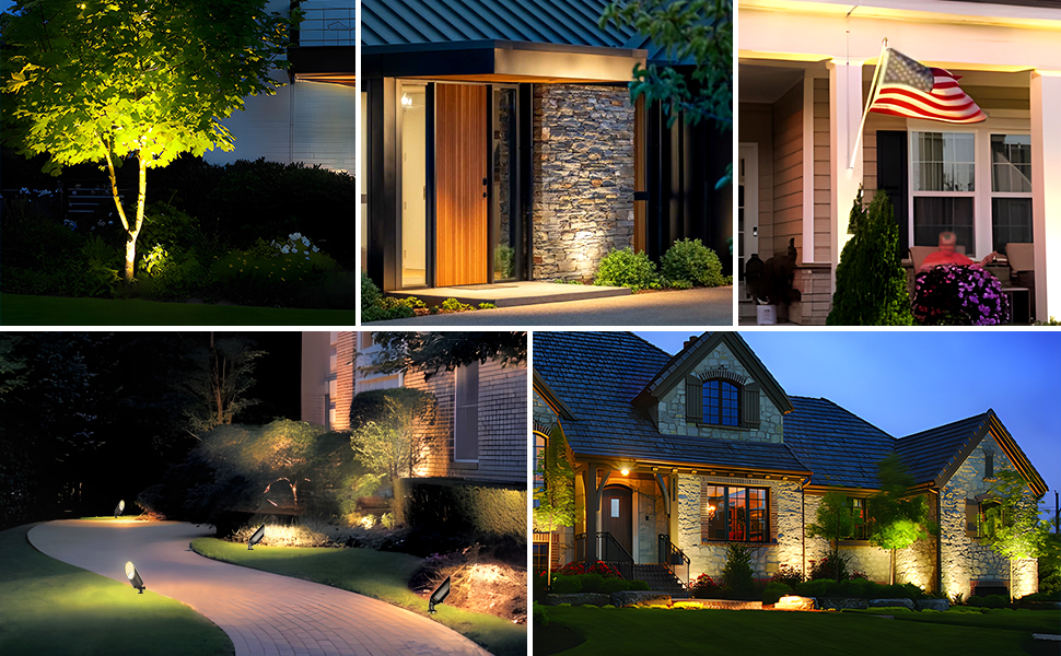 wowlite Brass Landscape Spotlights 4 Pack, ETL Listed Low Voltage Spot Lights Outdoor with 5W ...