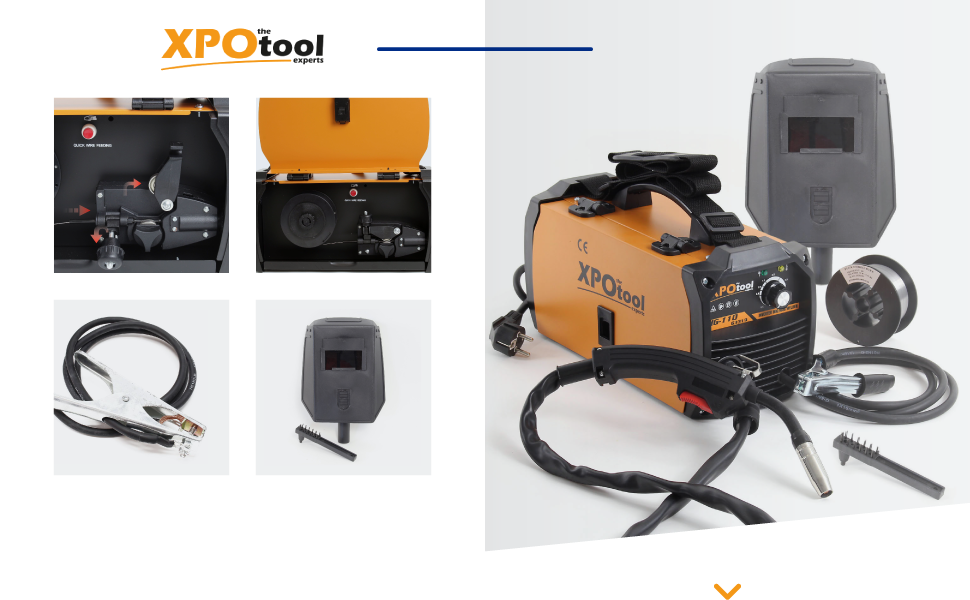 XPOtool MIG100 inverterare, fyllningstråd, svetsmaskin utan gas med trådmatning, flux ...