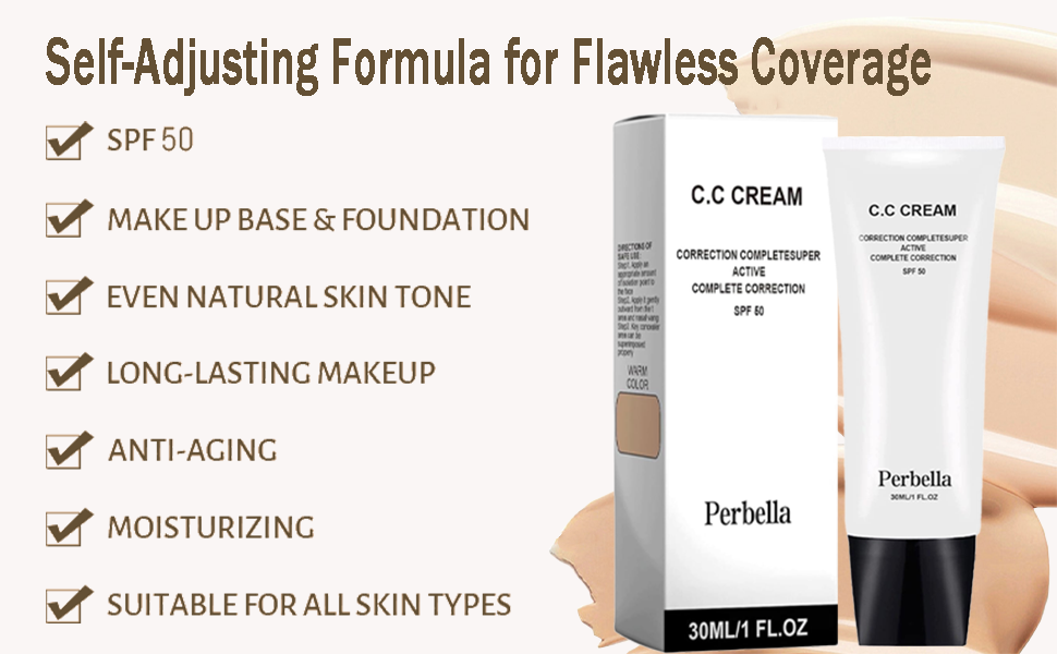 Amazon.com: Perbella Cc Cream For Older Women-Self Adjusting For Mature Skin,Cc Cream with Spf ...