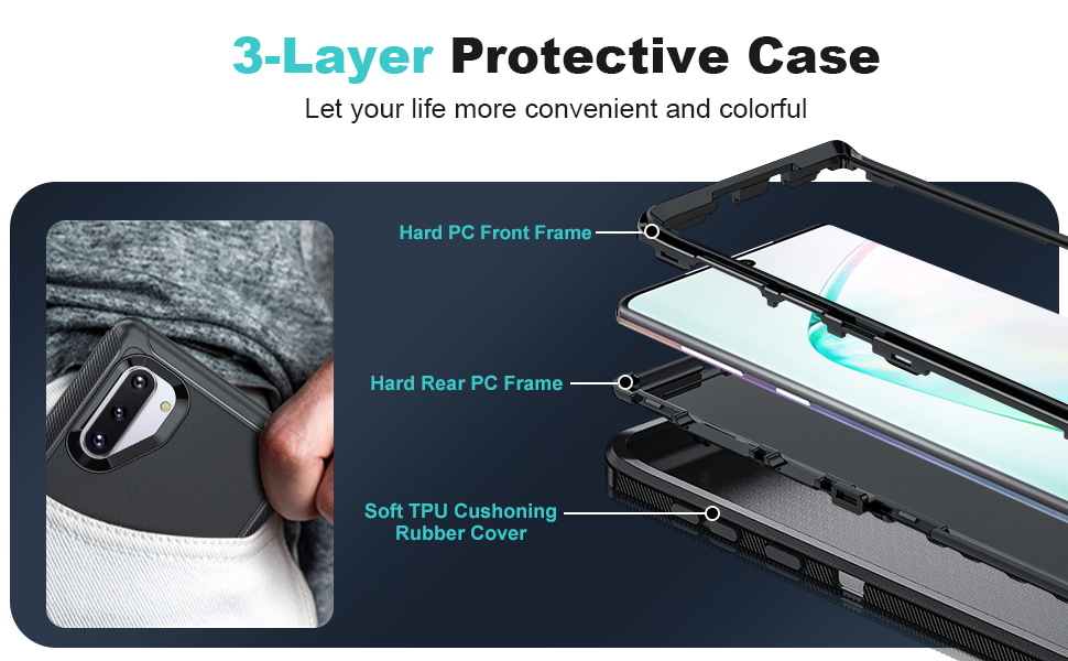 Amazon.com: LeYi Compatible for Galaxy Note 10 Case: Note 10 Casw [Not for Plus/+] Upgrade 3-in ...