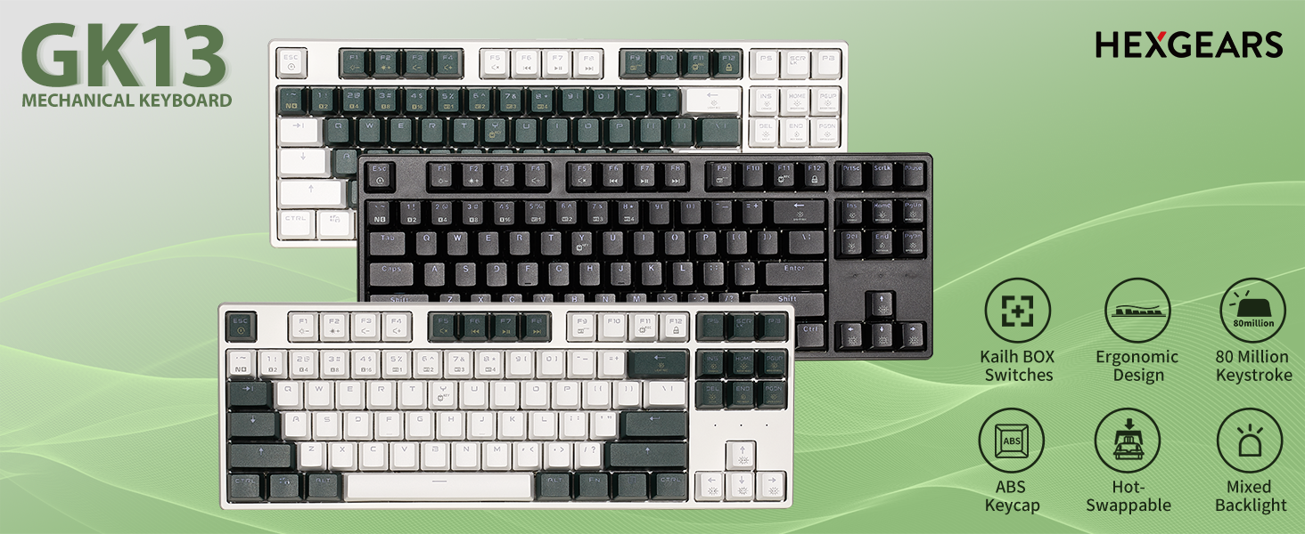 Amazon.com: Hexgears GK13 Mechanical Keyboard, 87 Keys TKL Wired Keyboard, RGB Mixed Backlit ...
