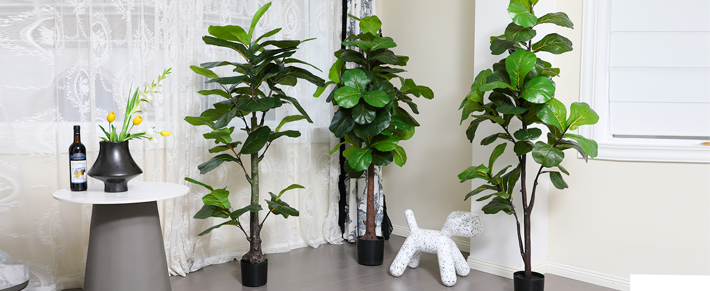 Amazon.com: LUWENER 6ft Artificial Fiddle Leaf Fig Tree Plant,Fake Ficus Lyrata in Pot,Ficus ...