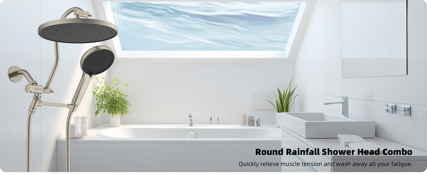 Hibbent Self-cleaning Shower Head with Filter, 10'' Rainfall Shower Head, Handheld Showerhead ...