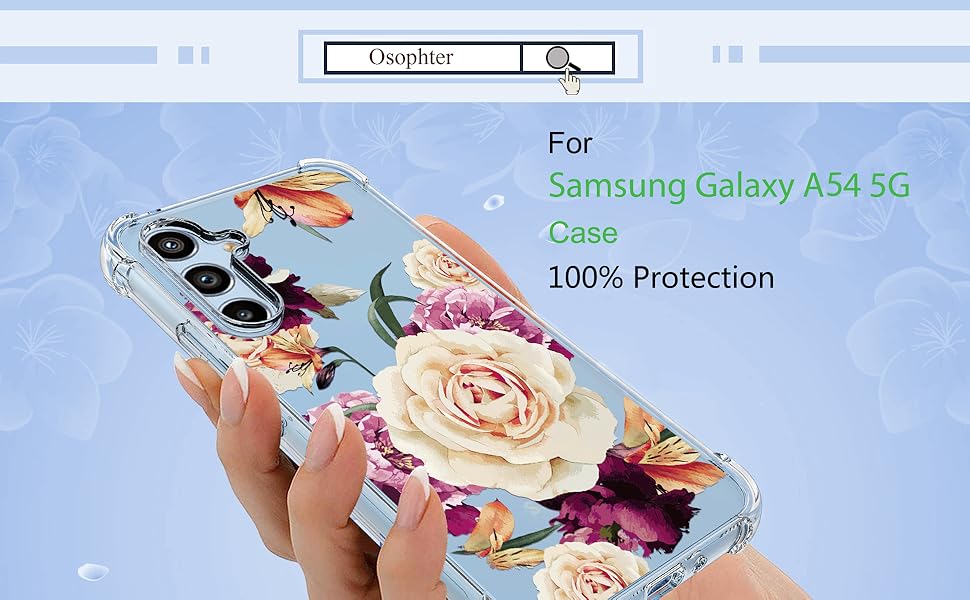 Amazon.com: Osophter for Samsung Galaxy A54 5G Case: Girls Women Flower Floral with Screen ...