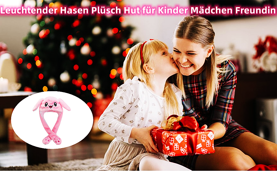 Hasenohren Hut,Leuchtende Hut schen Ohrkappe Plüsch Hase Hut mit Beweglichen Ohren, Lustiger Hut ...