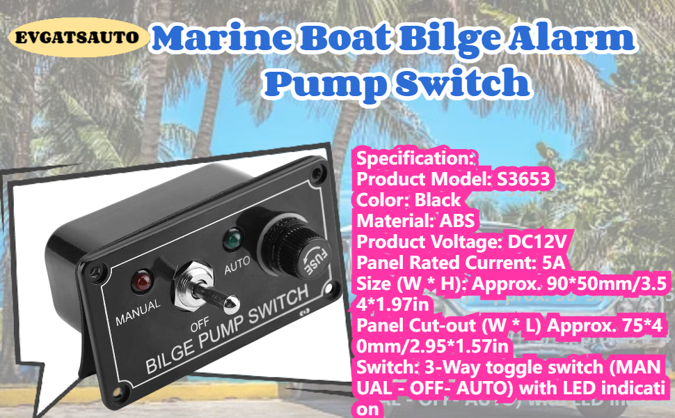 Marine Boat Bilge Alarm Pump Switch, 3 Way Bilge Pump switches, 12V DC LED Indicator Bilge Pump ...