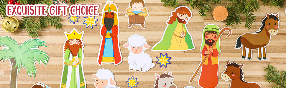Amazon.com: 28 Pcs Christian Nativity Bulletin Board Set Religious ...