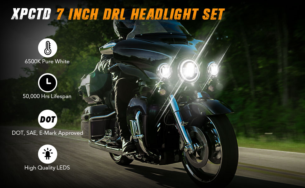 Xpctd 7 Inch Motorcycle Led Headlight 4 5 Fog Passing