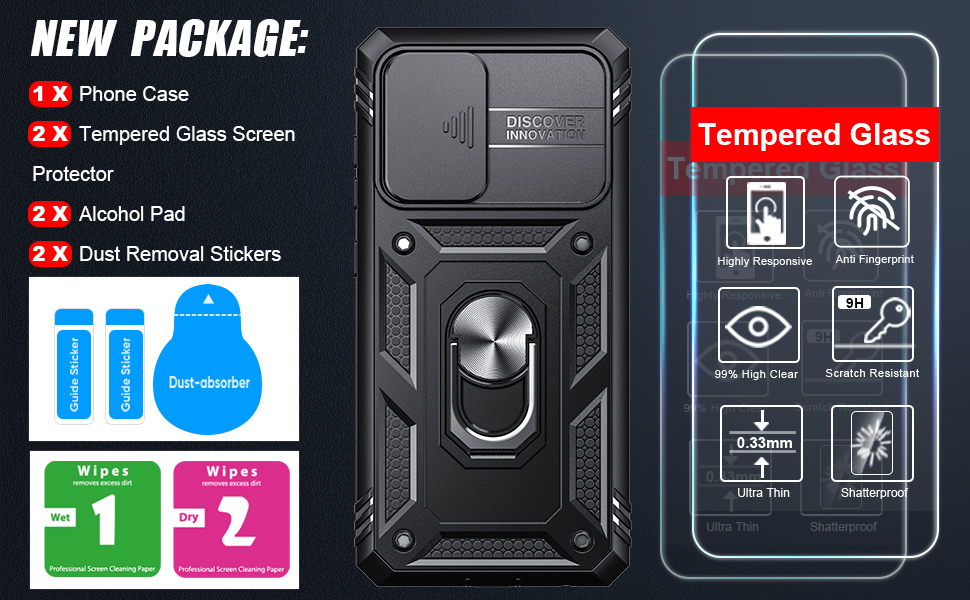 LeYi for Samsung Galaxy A52 5G/A52S Case with Slide Camera Cover and 2 Tempered Glass Screen ...