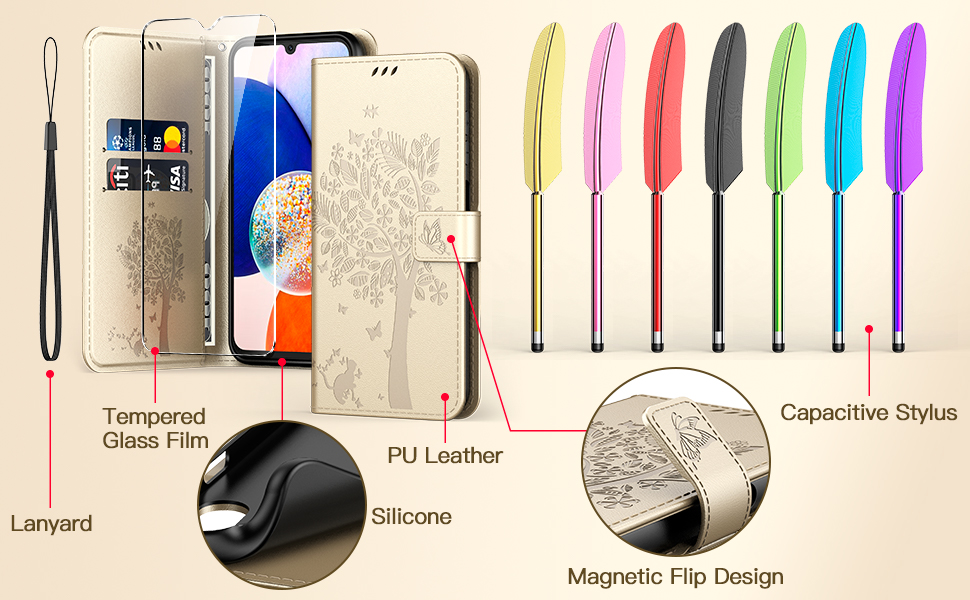 Oududianzi-Coque pour Samsung Galaxy A14 4G / 5G, Étuis à Rabat Folio ...