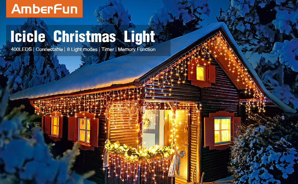 32.8ft 400 LED Icicle String Lights, 8 Modes Waterproof Icicle ...