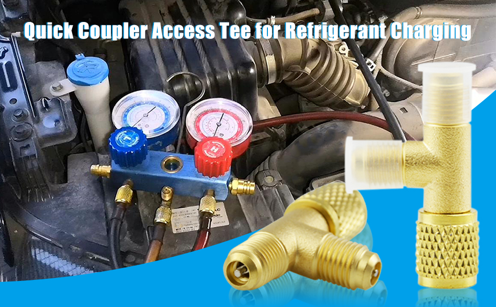 Amazon.com: 2Pcs Quick Coupler Access Tee, 1/4'' SAE Valves Core Tee Adapter Brass Refrigerant ...