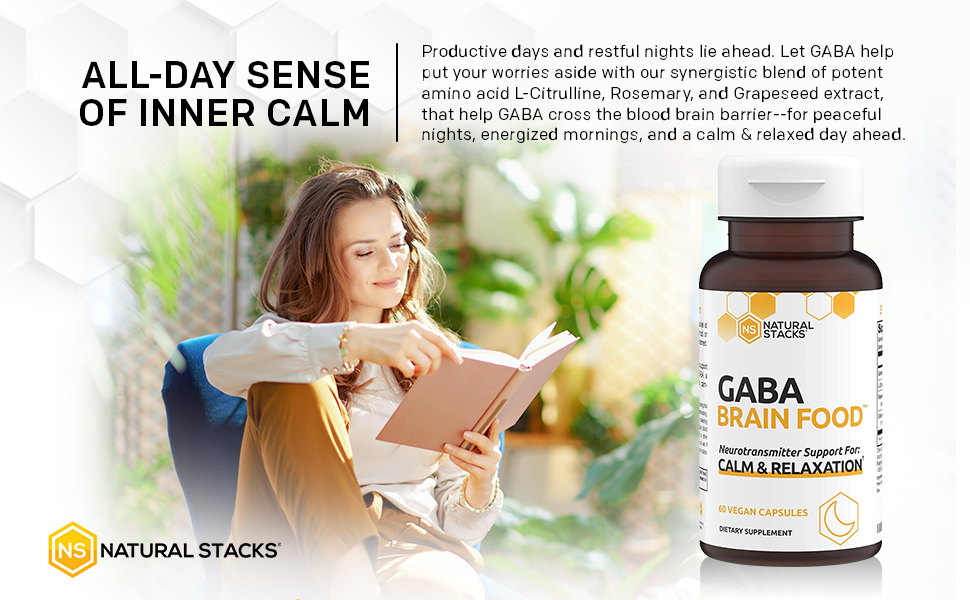 Amazon.com: NATURAL STACKS GABA Supplement w/L-Citrulline & Grape Seed Extract - 20 Servings 2 ...