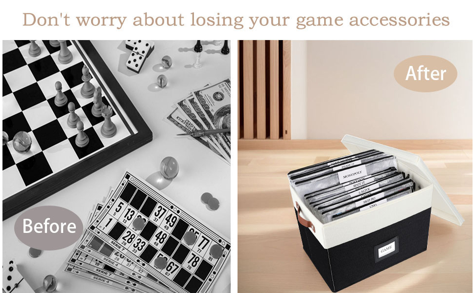 Amazon.com: Board Game Storage, Board Game Organizer with 12pcs Zipper ...