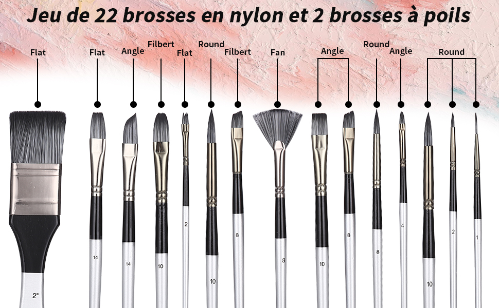 Zawaer Pinceaux Peinture 28 Pièces - Kit Acrylique, Huile, Aquarelle ...