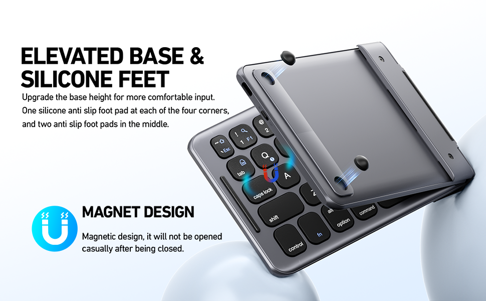 Puechaxe Foldable Bluetooth Keyboard Portable Pocket Wireless Folding Keyboard