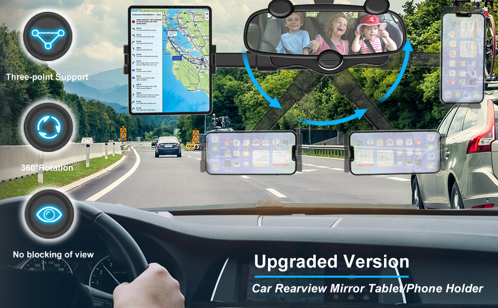 woleyi Support Tablette Rétroviseur de Voiture, Fixation Tablet Rétroviseur Camion avec Bras ...