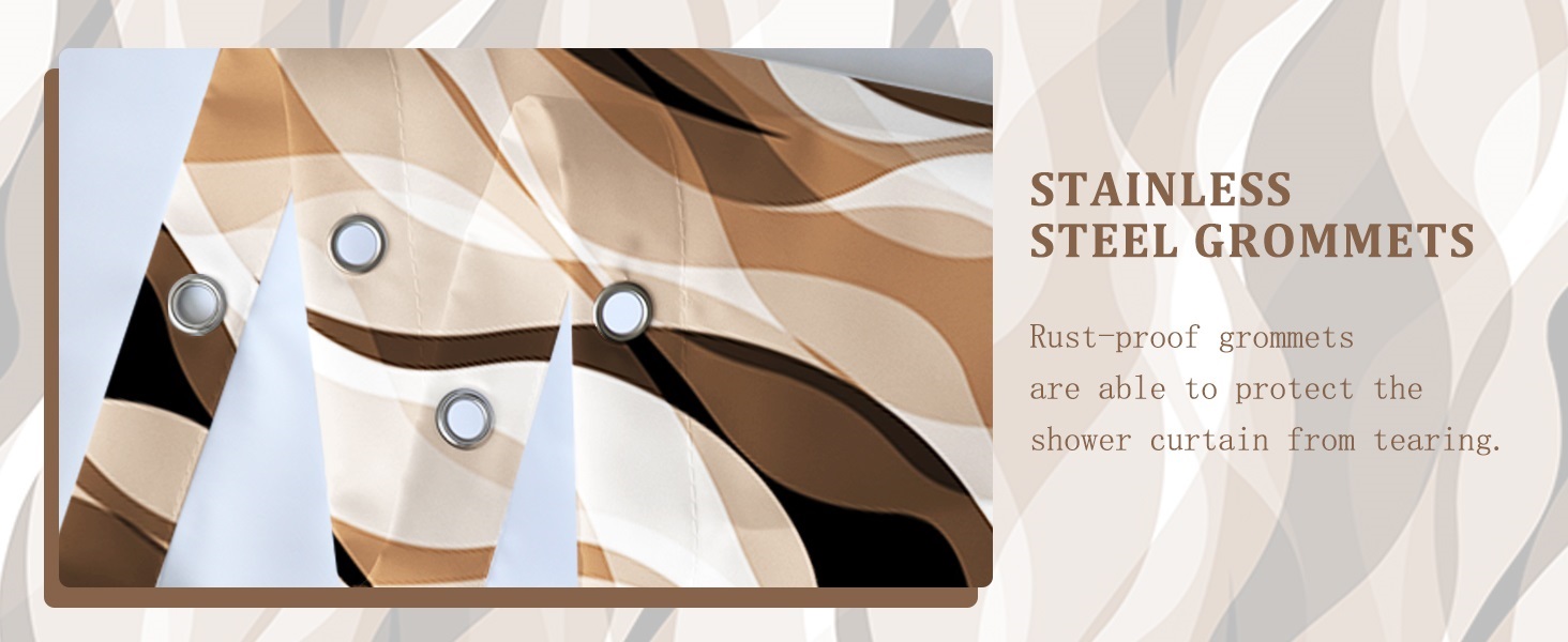 Amazon.com: Ruelvth Brown Shower Curtain, Modern Abstract Grey and Brown Striped Shower Curtain ...