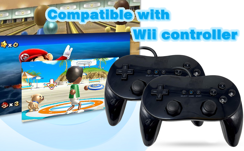 Larqety 2 Pack Wired Classic Controller Pro for Wii, Wii U Remote ...