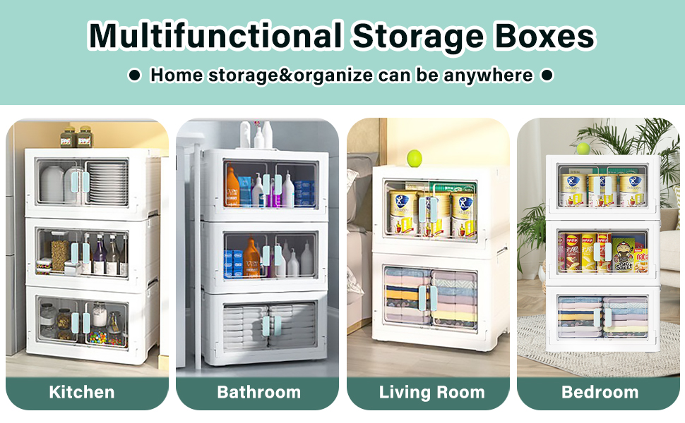 BTGGG 6 Pack Stackable Storage Boxes Large 50L*6 Foldable Collapsible ...