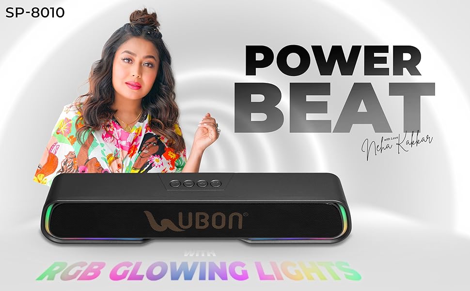 UBON Bluetooth Speaker with Inbuilt Mic for Calling, Power Beat SP-8010, Wireless Party Speaker ...