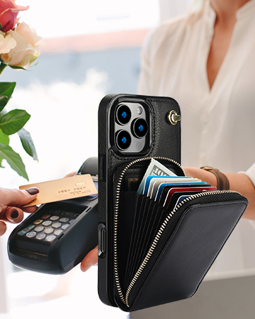 Amazon.com: KIHUWEY Crossbody Wallet Case for iPhone 16 Pro Max, Zipper Pocket Case with Card ...