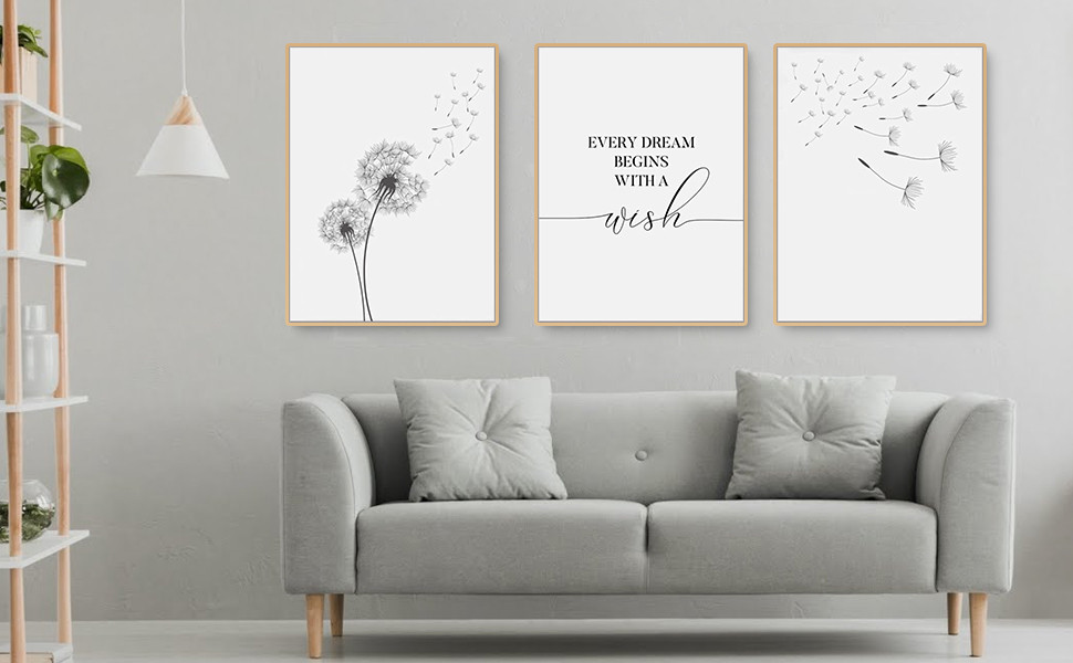 Amazon.de: Trayosin 3er Poster Set Wohnzimmer - Aesthetic Blume Schwarz Weiß Bilder Deko ...
