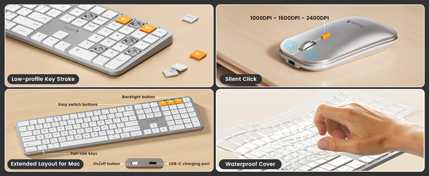 Amazon.com: ProtoArc Backlit Bluetooth Keyboard and Mouse for Mac ...