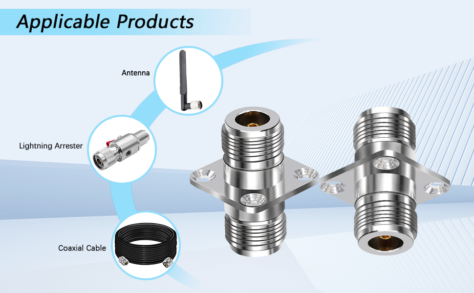 N Female Coax Adapter TUOLNK N Female to N Female 4 Hole Flange Panel Mount Coaxial Connector N ...