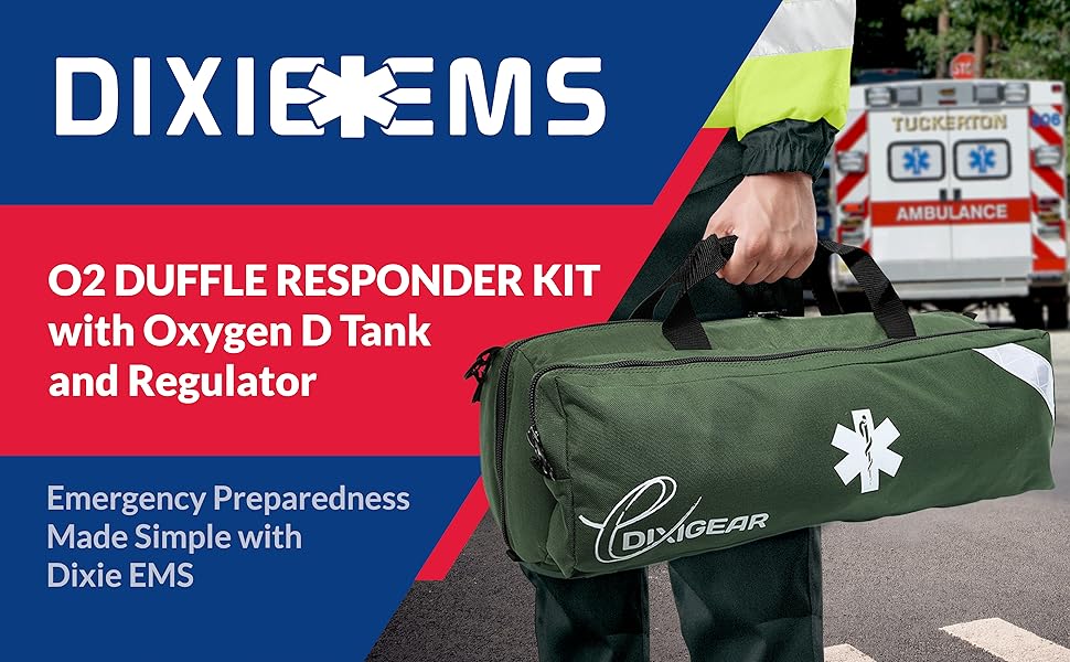 Amazon.com: Dixie EMS O2 Duffle Responder Kit – Includes Emergency Oxygen D Tank, Regulator ...