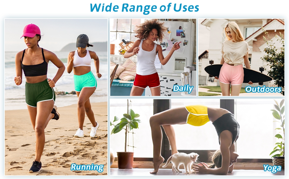 URATOT 2 Pack Cotton Sports Shorts Yoga Dance Short Pants Summer Running Athletic Elastic Waist ...