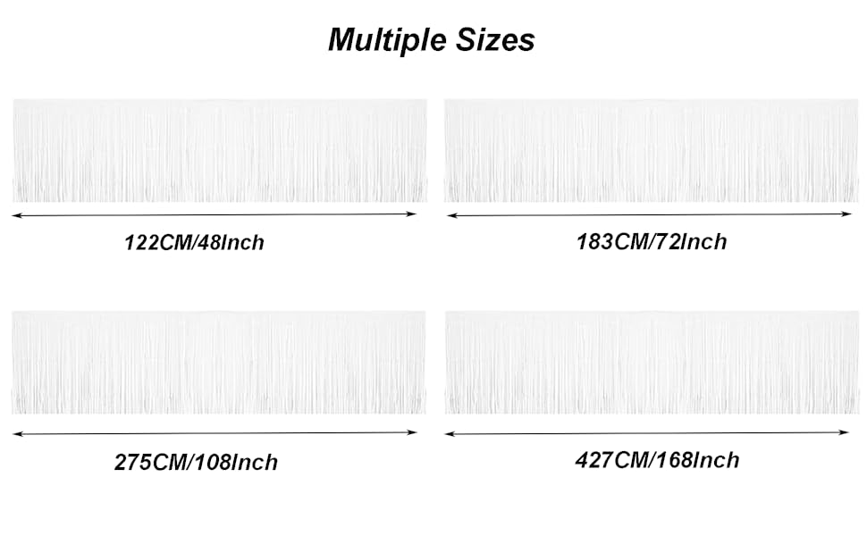 Amazon.com: 2 Pack 29.5x108 Inch Metallic Foil Fringe Tinsel Table Skirts for Rectangle Tables ...