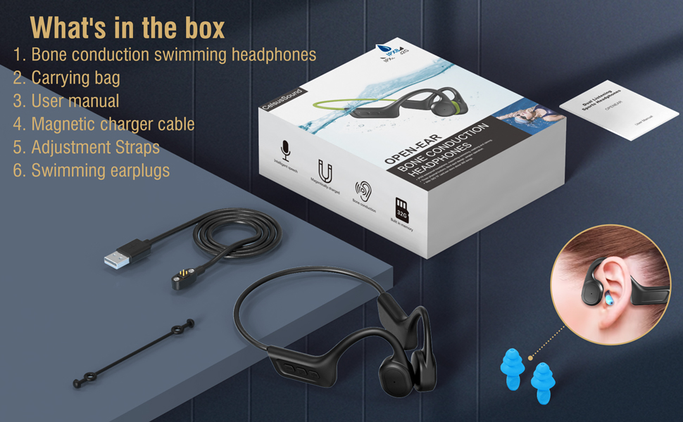 Bone Conduction Swimming Headphones Bluetooth IPX8 Waterproof ...