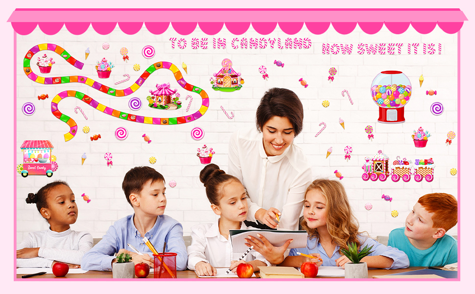 Amazon.com : Outus Candyland Ice Cream Bulletin Board Decor Set ...