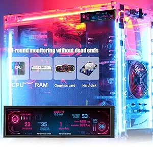 Amazon.com: 8.8 Inch CPU Hardware Temperature Monitor, Computer Temp Monitor PC Sensor Panel ...