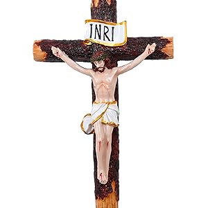 Buy KariGhar Resin Holy Cross, Jesus Christ, Cross Jesus, Statue Catholic Wall Hanging Idol for ...