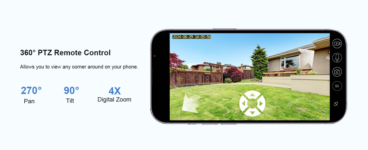 Amazon.com : HOSAFE.COM Wireless Security Camera Outdoor, 360° PTZ Remote Cameras for Home ...