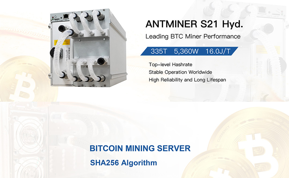 Amazon.com: New Antminer Bitcoin Miner S21 HYD 335T Hydro-Cooling MinerHigh-Performance Bitcoin ...
