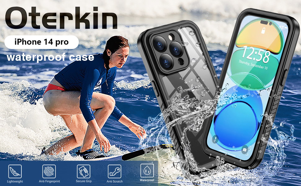 Amazon.com: Oterkin for iPhone 14 Pro Case Waterproof,Shockproof Bumper Case with Built-in ...